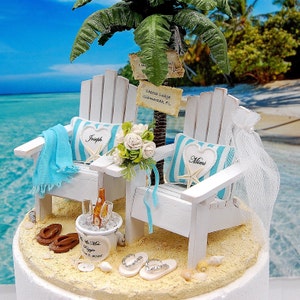 Tropical Beach Wedding Cake Topper Fits 6 Inch Tier Base Attached ...