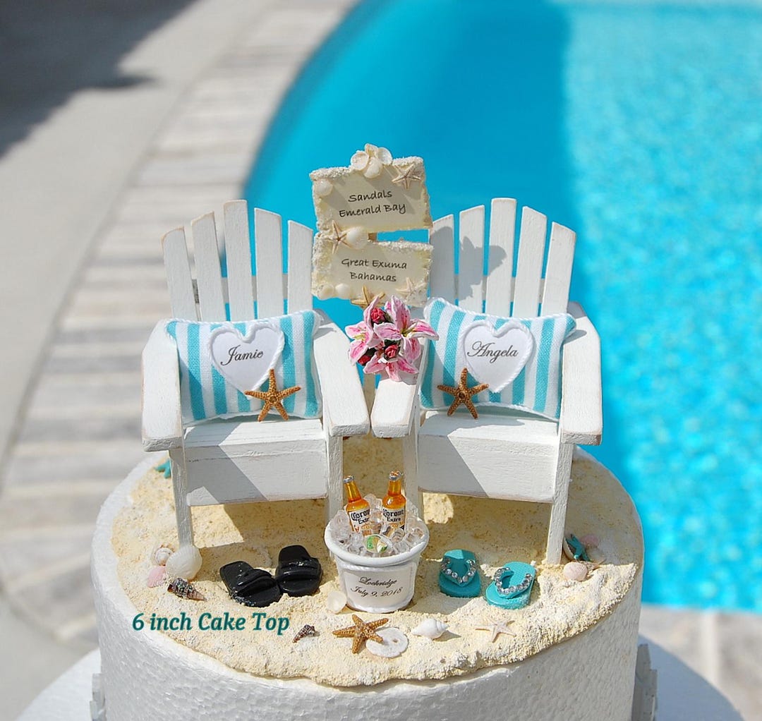 Wedding Cake Topper Beach Theme 6 Inch Tier Base Custom Color Seller ...