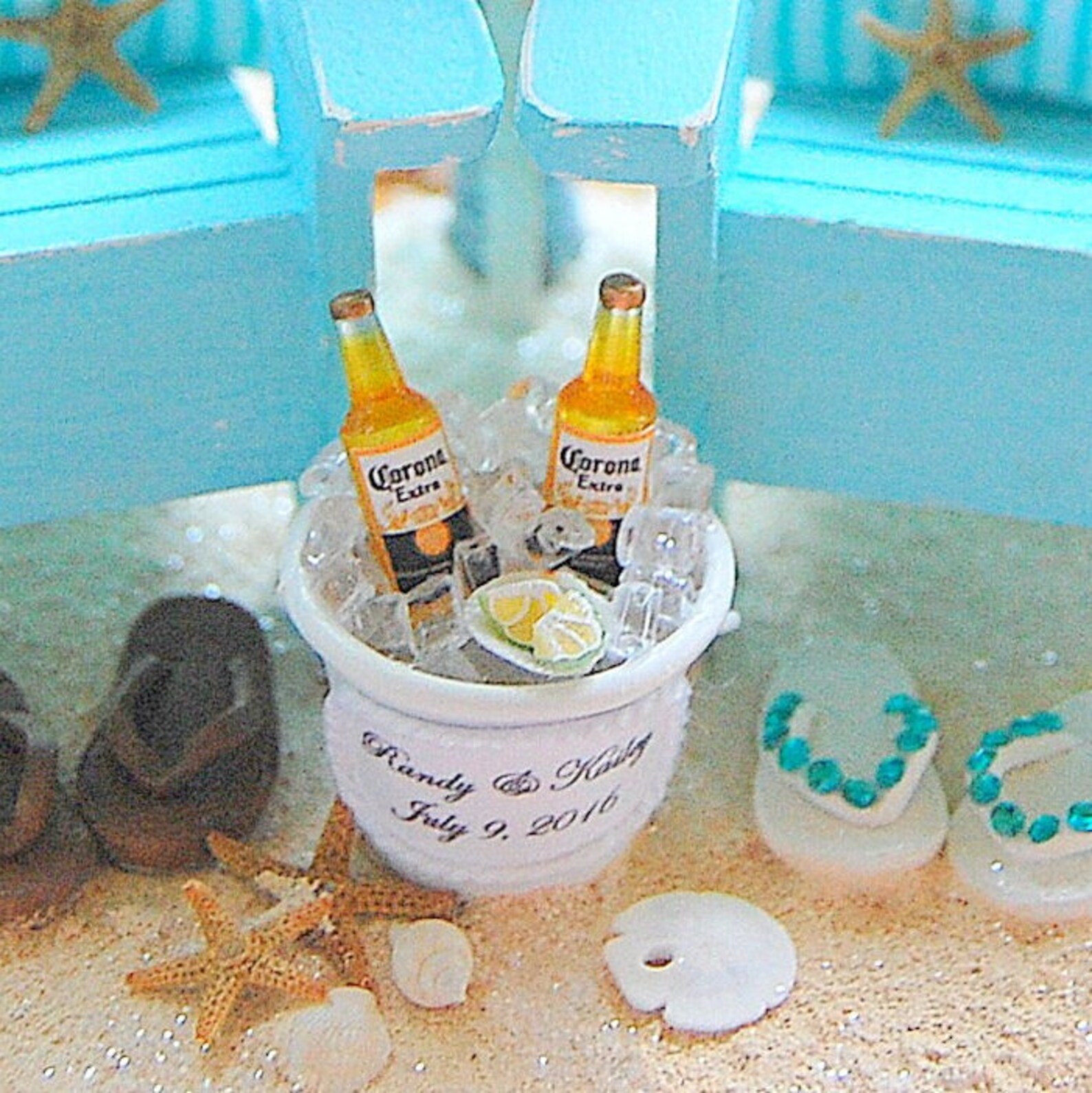 Artisan. Beach Wedding Cake Topper With Base Fits 6 Inch Tier - Etsy