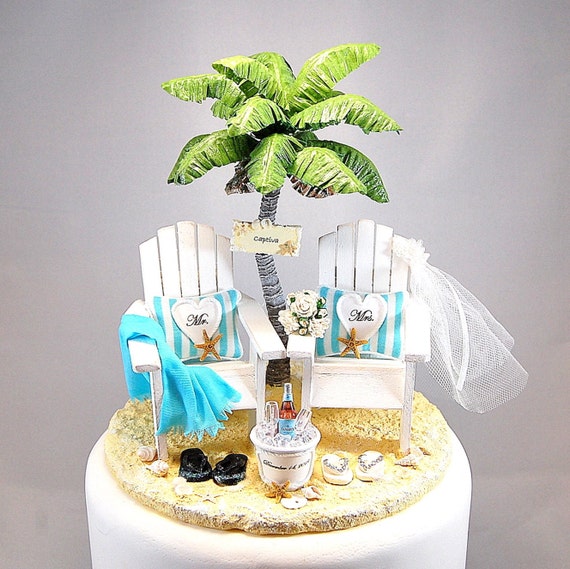 Beach Wedding Cake Topper Custom Colors Base Fits 6 Inch | Etsy