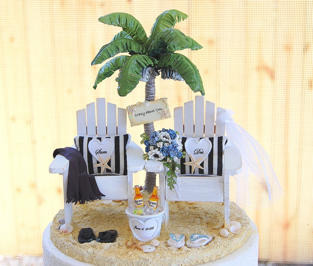 Beach Wedding Cake Topper Wedding Colors Base Fits 6 Inch Tier Handmade ...