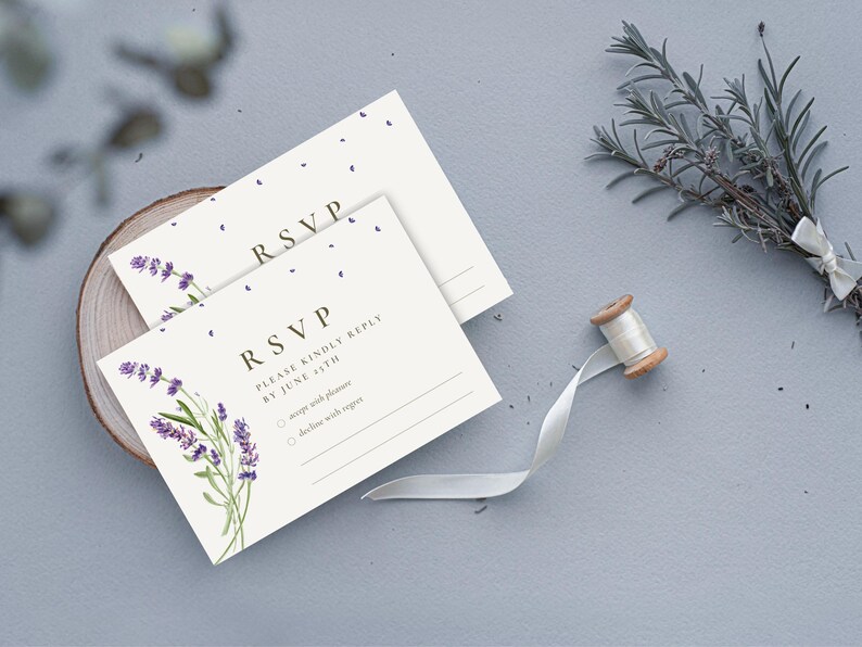 Lavender Wedding Invitation Template - Editable Wildflower Printable ...