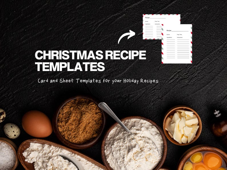 Printable Christmas Recipe Card Templates | Festive Holiday Baking and ...