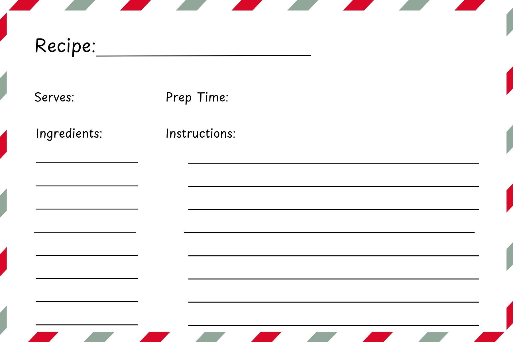 Printable Christmas Recipe Card Templates | Festive Holiday Baking and ...