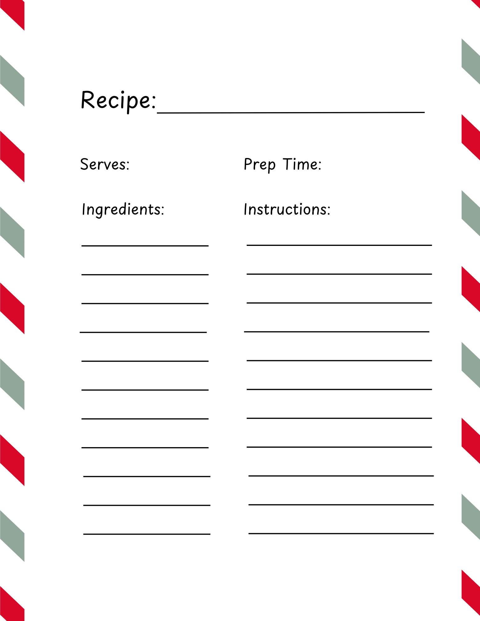 Printable Christmas Recipe Card Templates | Festive Holiday Baking and ...