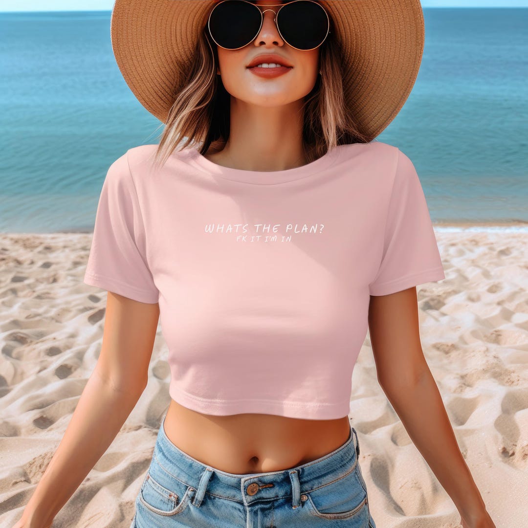 What's the Plan Fk It Im in Light Pink Crop Top, Down Girl, Rider Chic ...