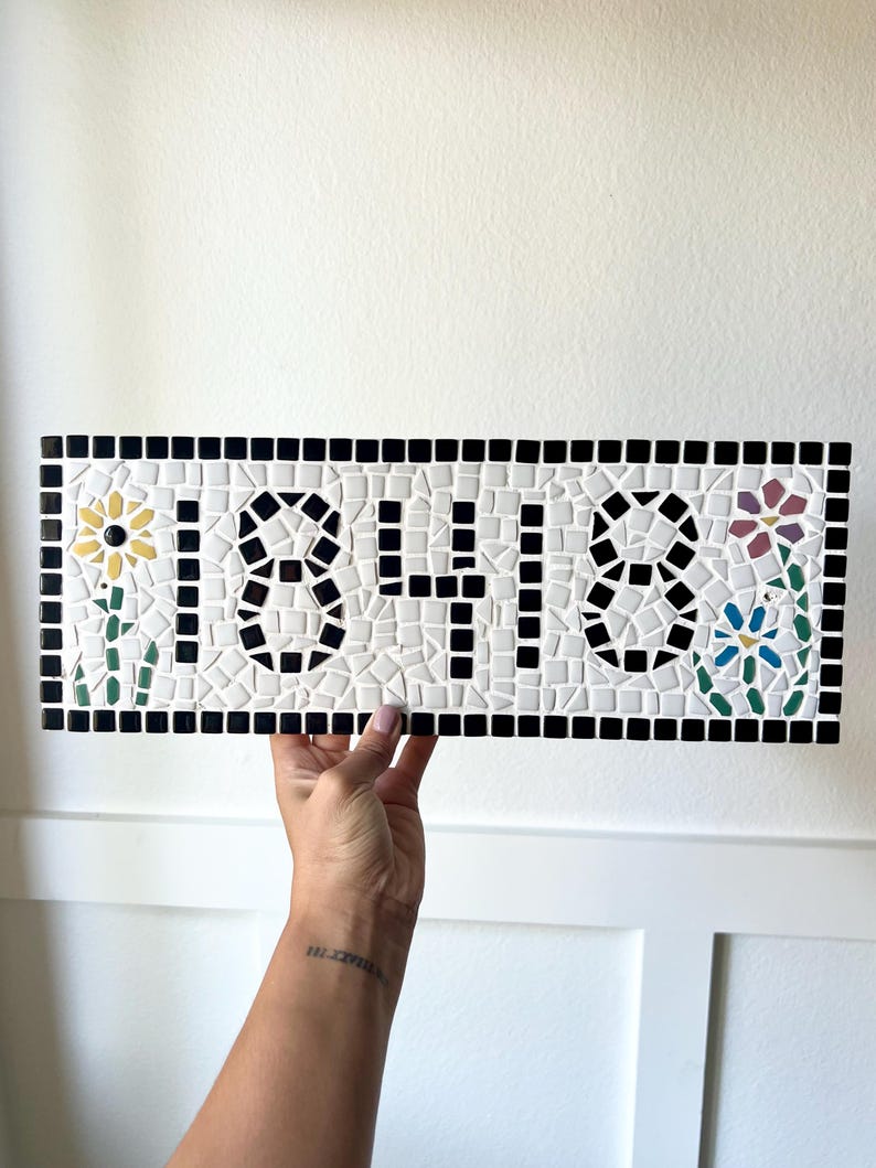 Custom Mosaic House Number Rectangle (up to 5 Numbers) - Etsy