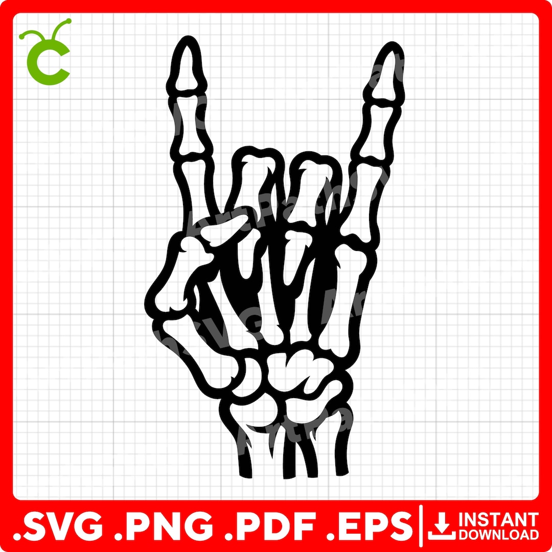 Skeleton Rock on Hand SVG | Rock Hand Clipart | Skeleton Hand SVG ...