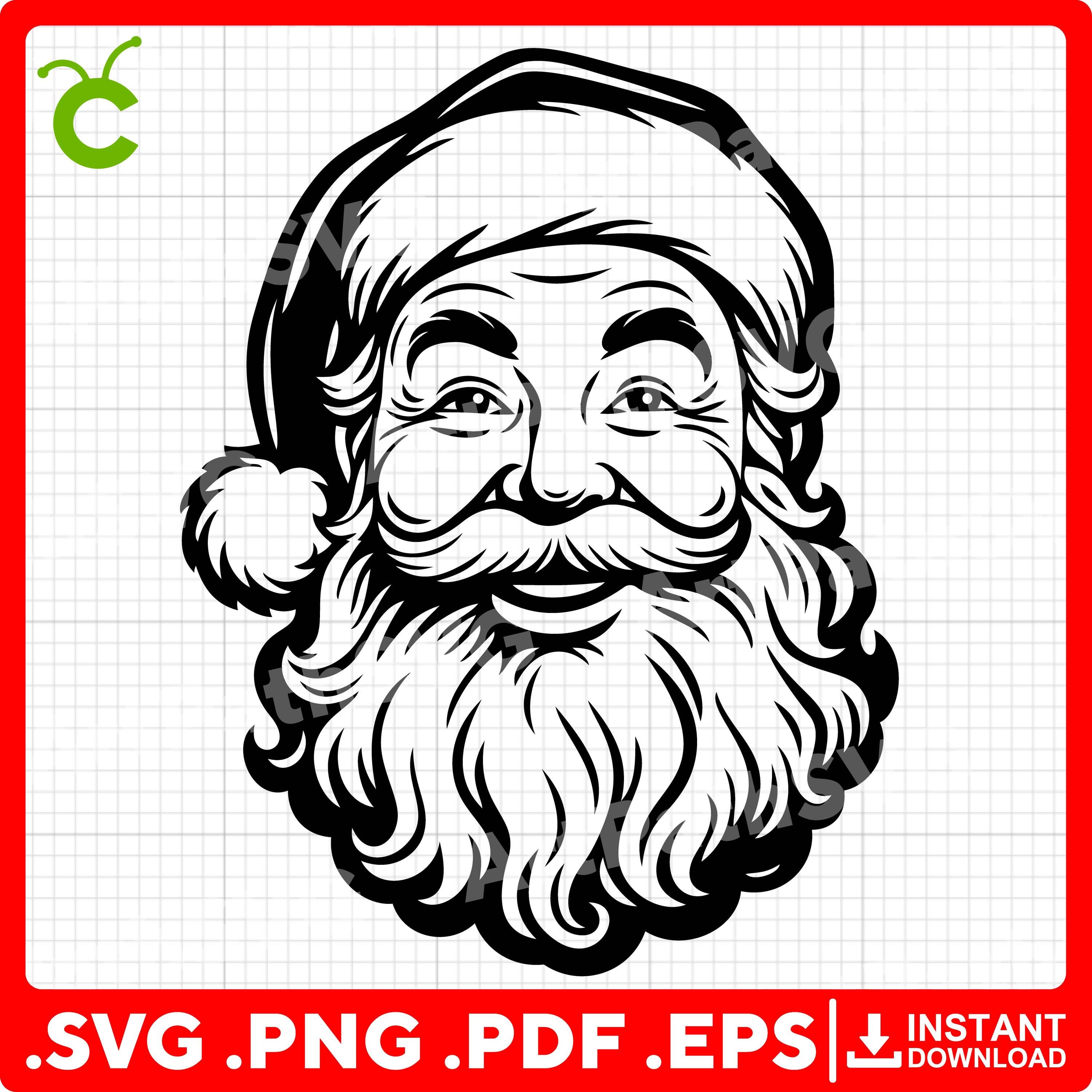 Vintage Santa Head SVG | Retro Santa Face Clipart | Smiling Santa Claus ...