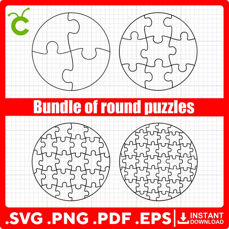 Bundle of Round Puzzles (4,9,26,44 Elements) SVG for Cricut – Svg, Pdf ...