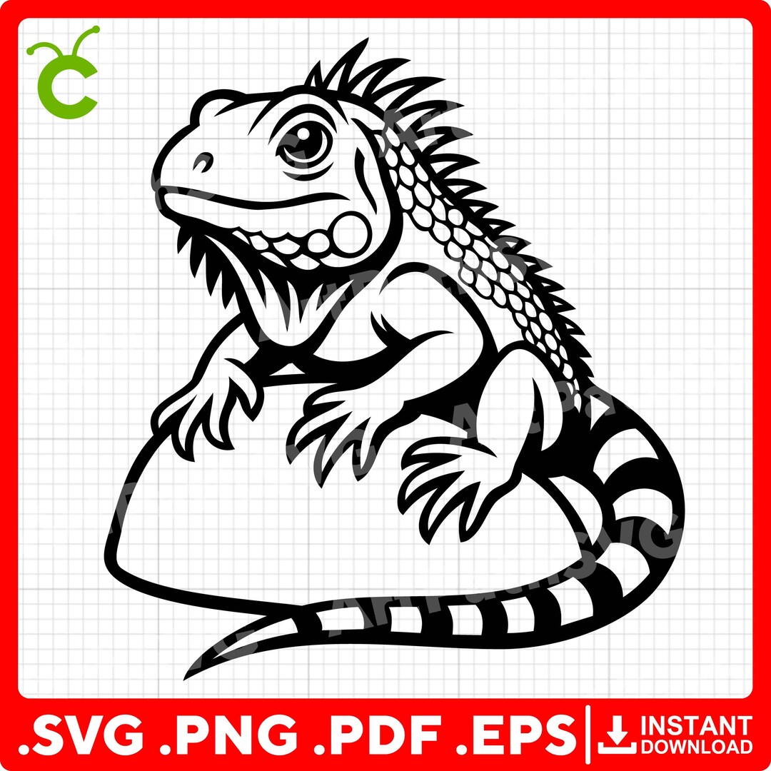 Iguana SVG | Lizard SVG | Reptile Clipart | Exotic Animal SVG | Green ...