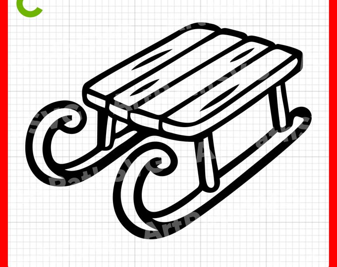 Runner Sled SVG: Hand Drawn Winter Sleigh Clipart (digital Download ...