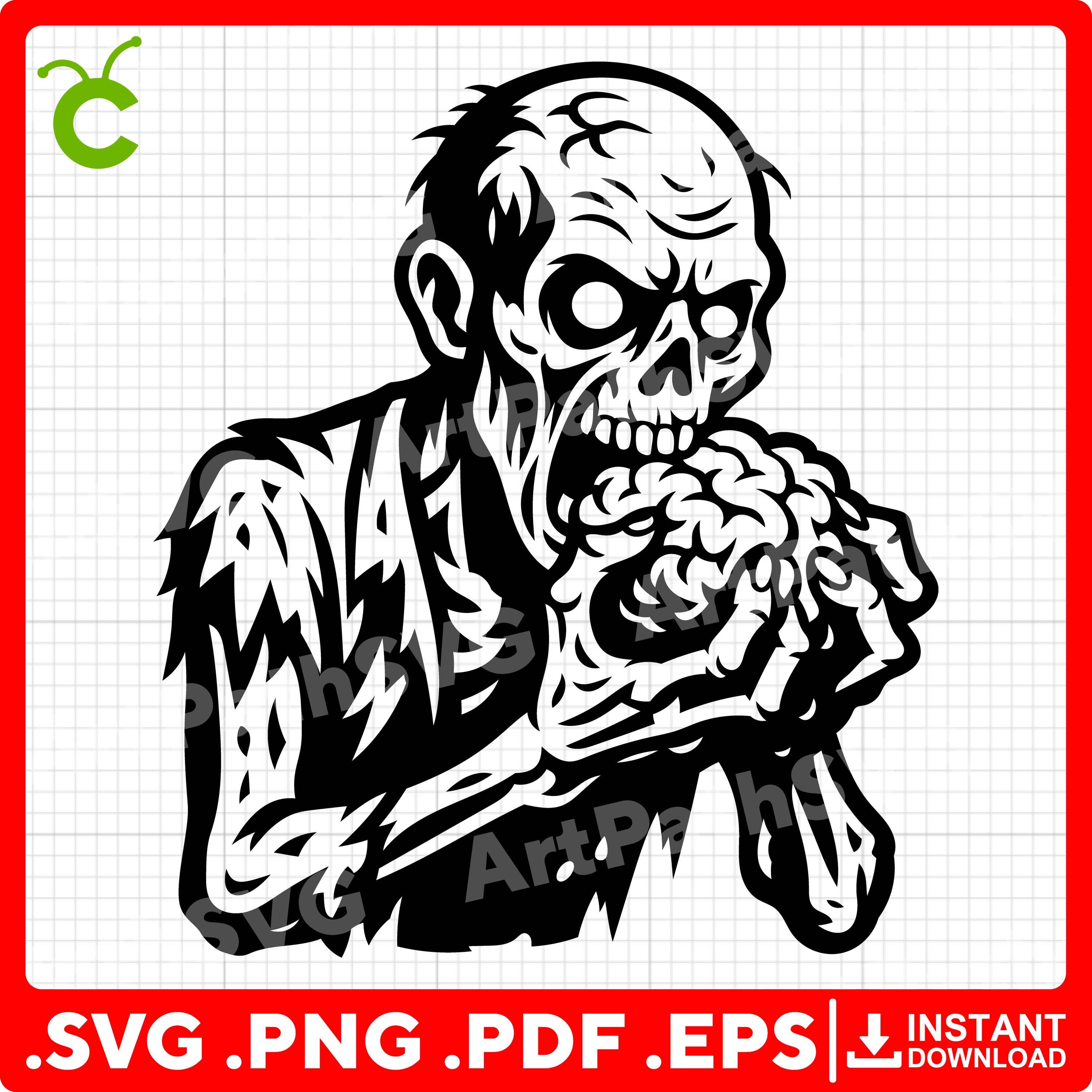 Zombie Eating Brains SVG | Zombie SVG | Creepy Undead Clipart | Horror ...