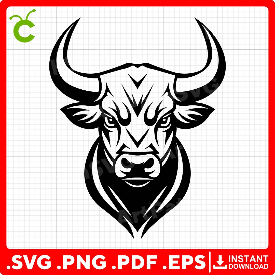 Bull Head Logo SVG for Cricut – Svg, Pdf, Png, Eps Files – Perfect for ...
