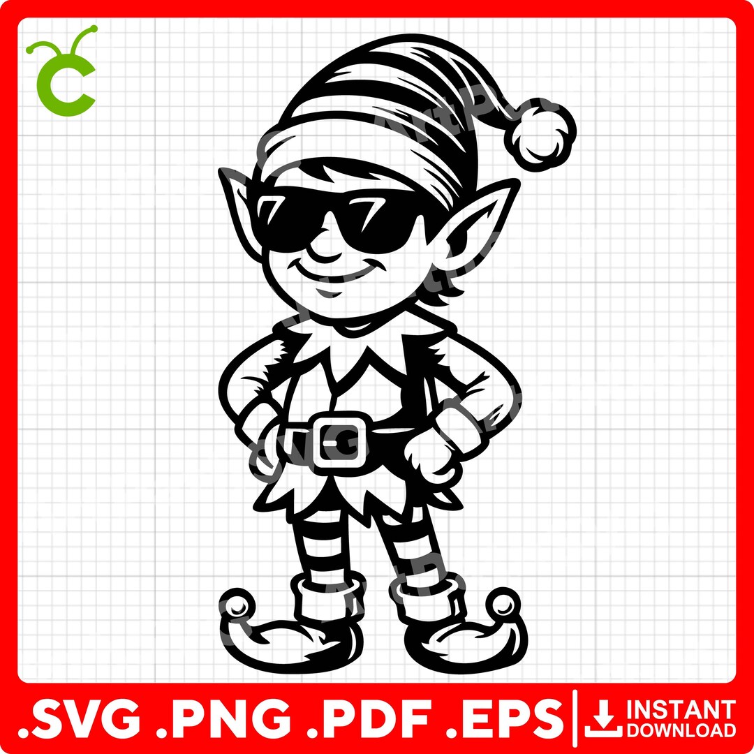 Cool Elf SVG | Christmas Elf Sunglasses | Santa’s Helper Clipart ...