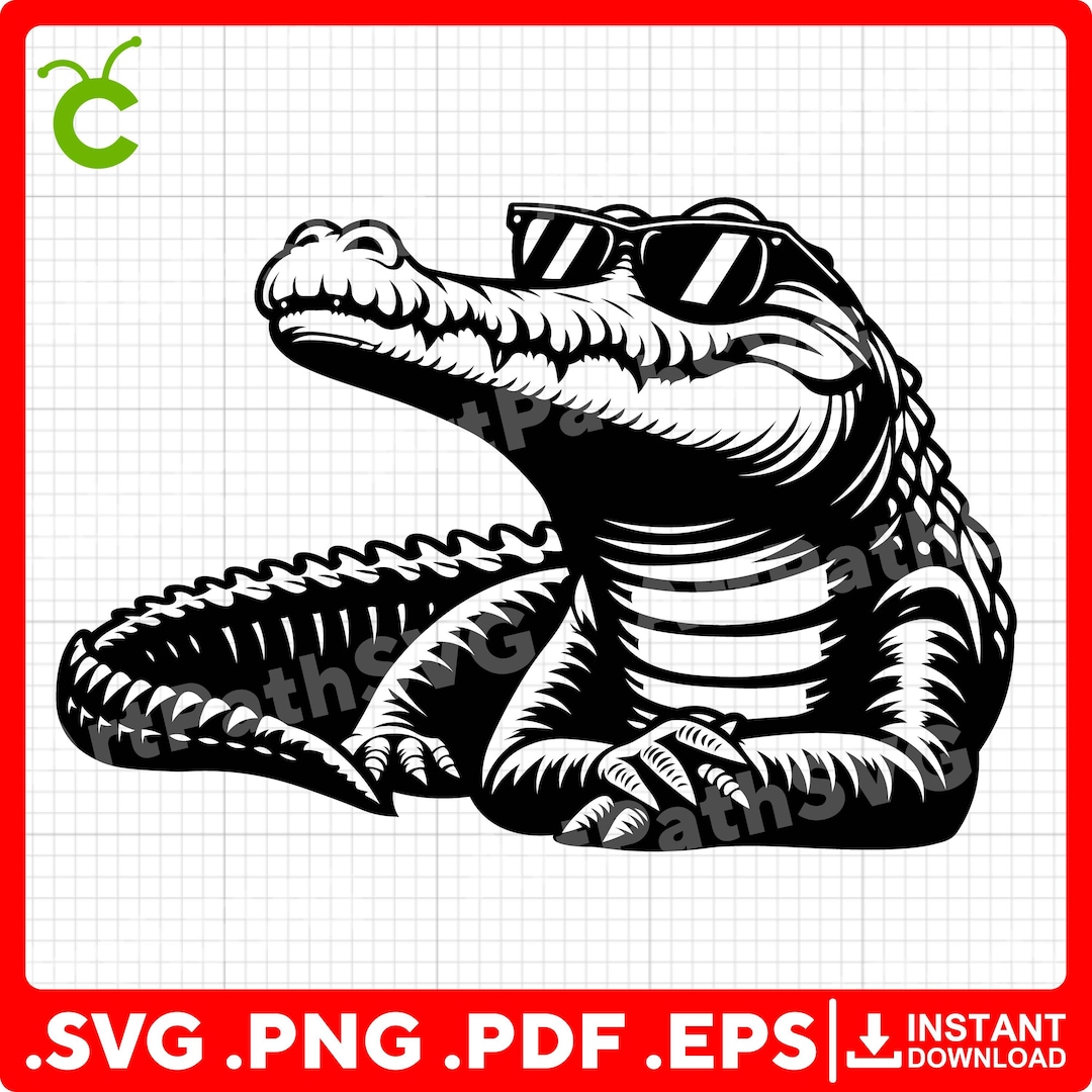 Crocodile Wearing Sunglasses SVG | Alligator SVG | Reptile Clipart ...