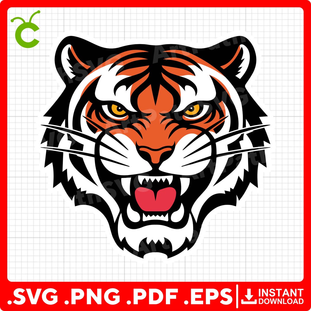 Roaring Tiger Head SVG for Cricut – Svg, Pdf, Png, Eps Files – Perfect ...