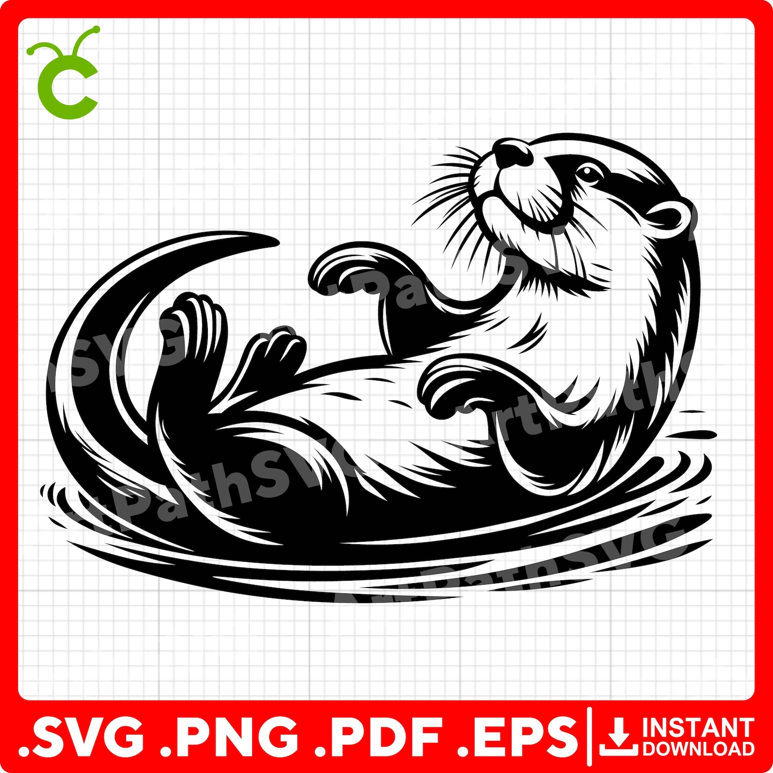 Cute Otter SVG, Swimming Otter Design for Cricut – Svg, Pdf, Png, Eps ...