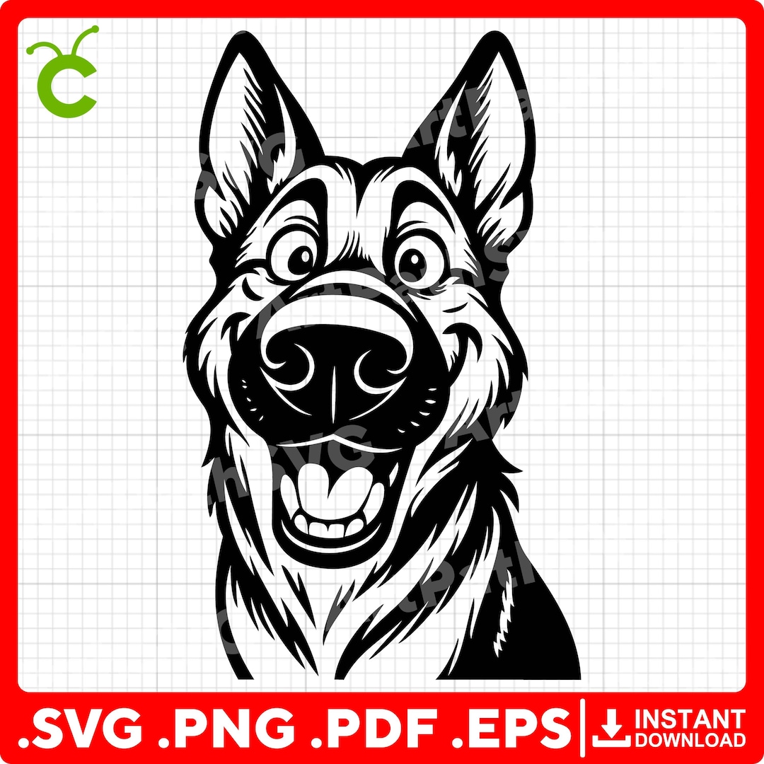 Happy Dog SVG | Laughing Dog SVG | Funny Shepherd SVG | German Shepherd ...