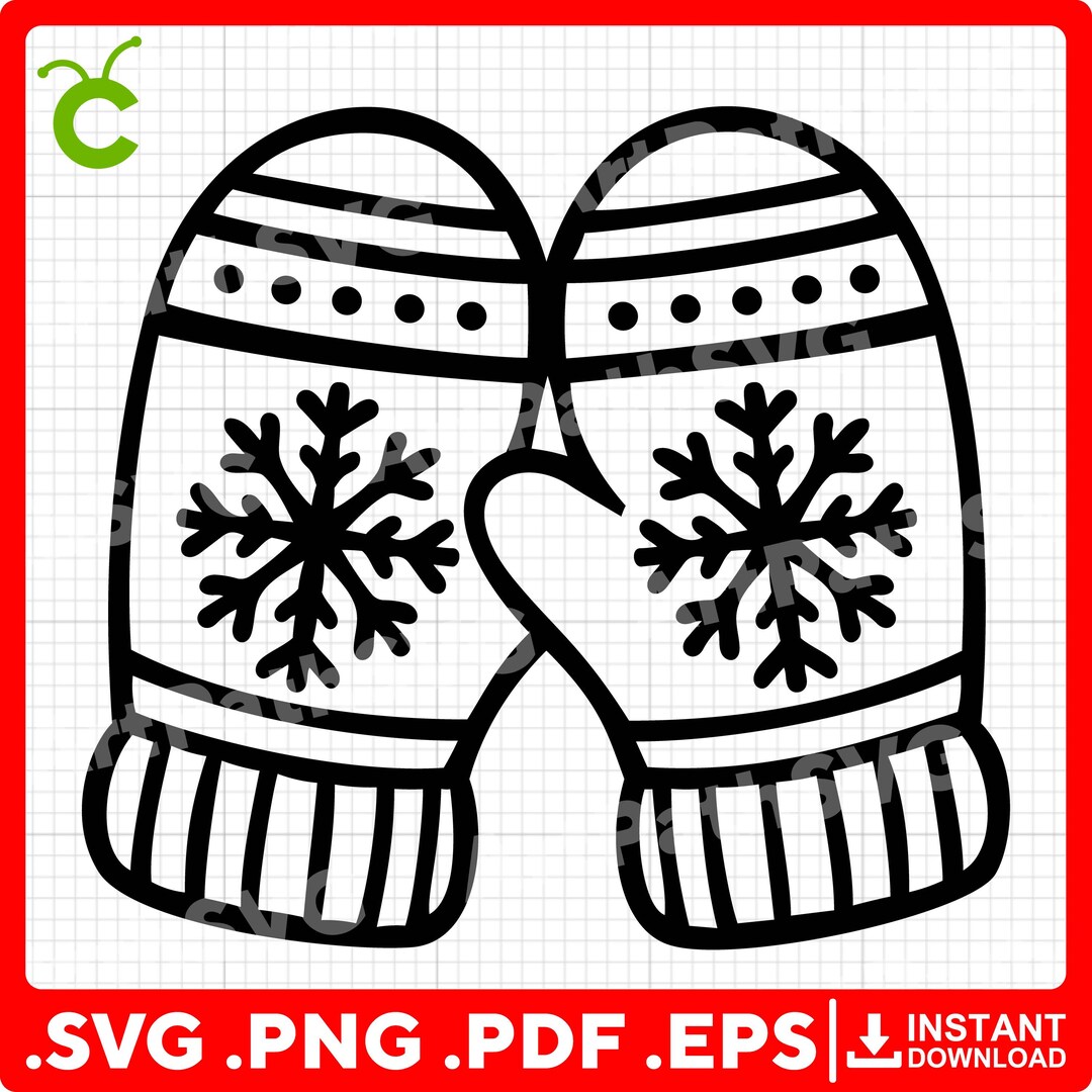 Winter Mittens SVG | Christmas Gloves SVG | Snowflake Mitten Clipart ...