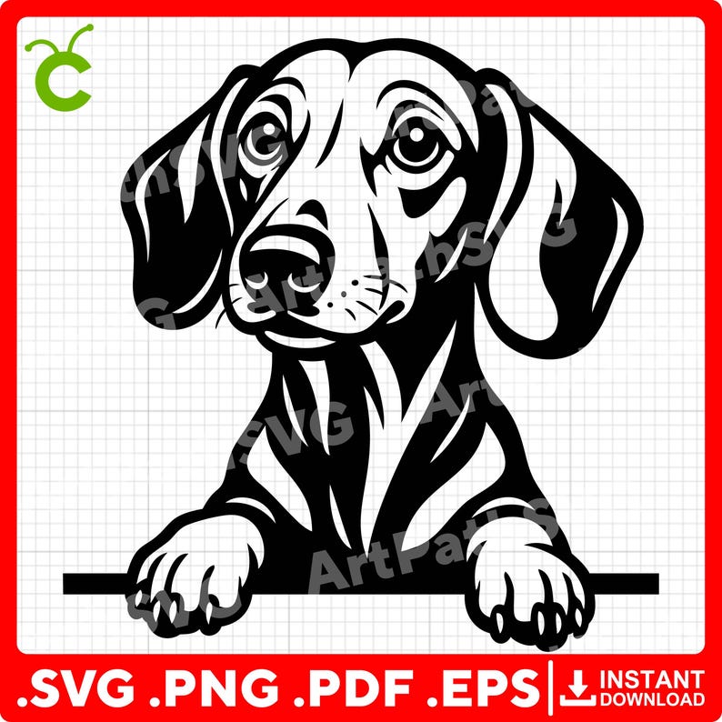 Peeking Dachshund SVG | Cute Dachshund Dog SVG | Sausage Dog Clipart ...