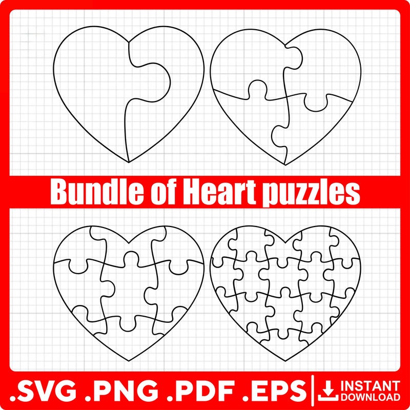 Heart Puzzle Pieces - Etsy