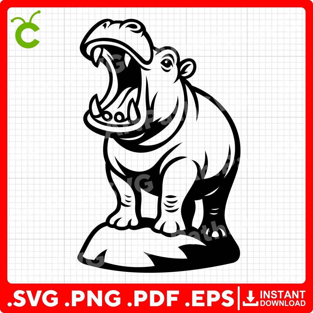 Hippo SVG | Hippopotamus SVG | Safari Animal Clipart | Cute Hippo ...