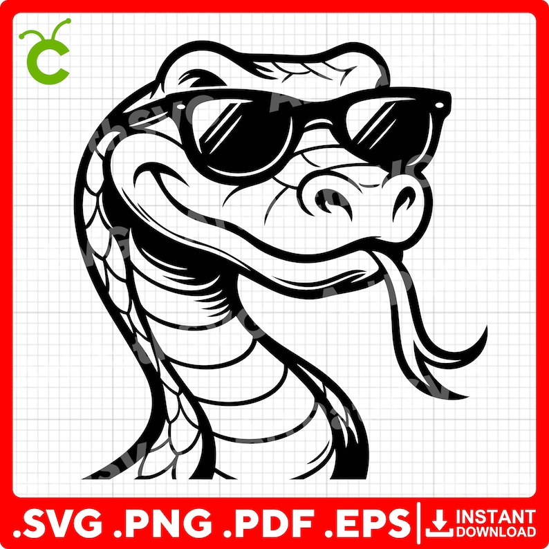 Cool Snake Head SVG | Snake Wearing Sunglasses SVG | Cobra SVG ...