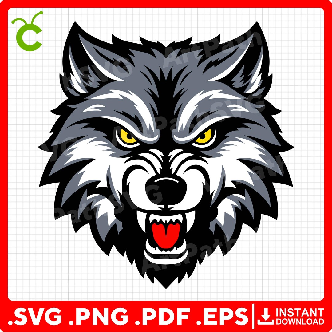 Angry Wolf Head Roar SVG for Cricut – Svg, Pdf, Png, Eps Files ...