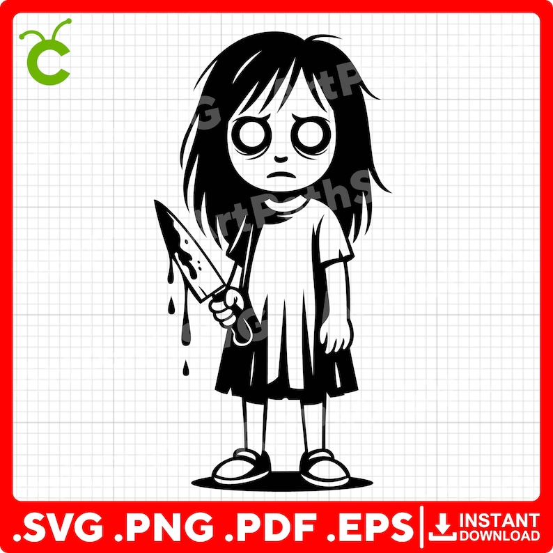 Creepy Girl With a Knife SVG | Horror Girl SVG | Halloween Clipart ...