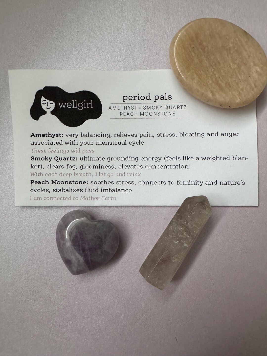 Cycle Ease Stone Set - Peach Moonstone, Smokey Quartz, Amethyst for ...