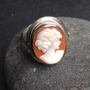 Vintage Italian Cameo and Sterling Silver Ring - Etsy