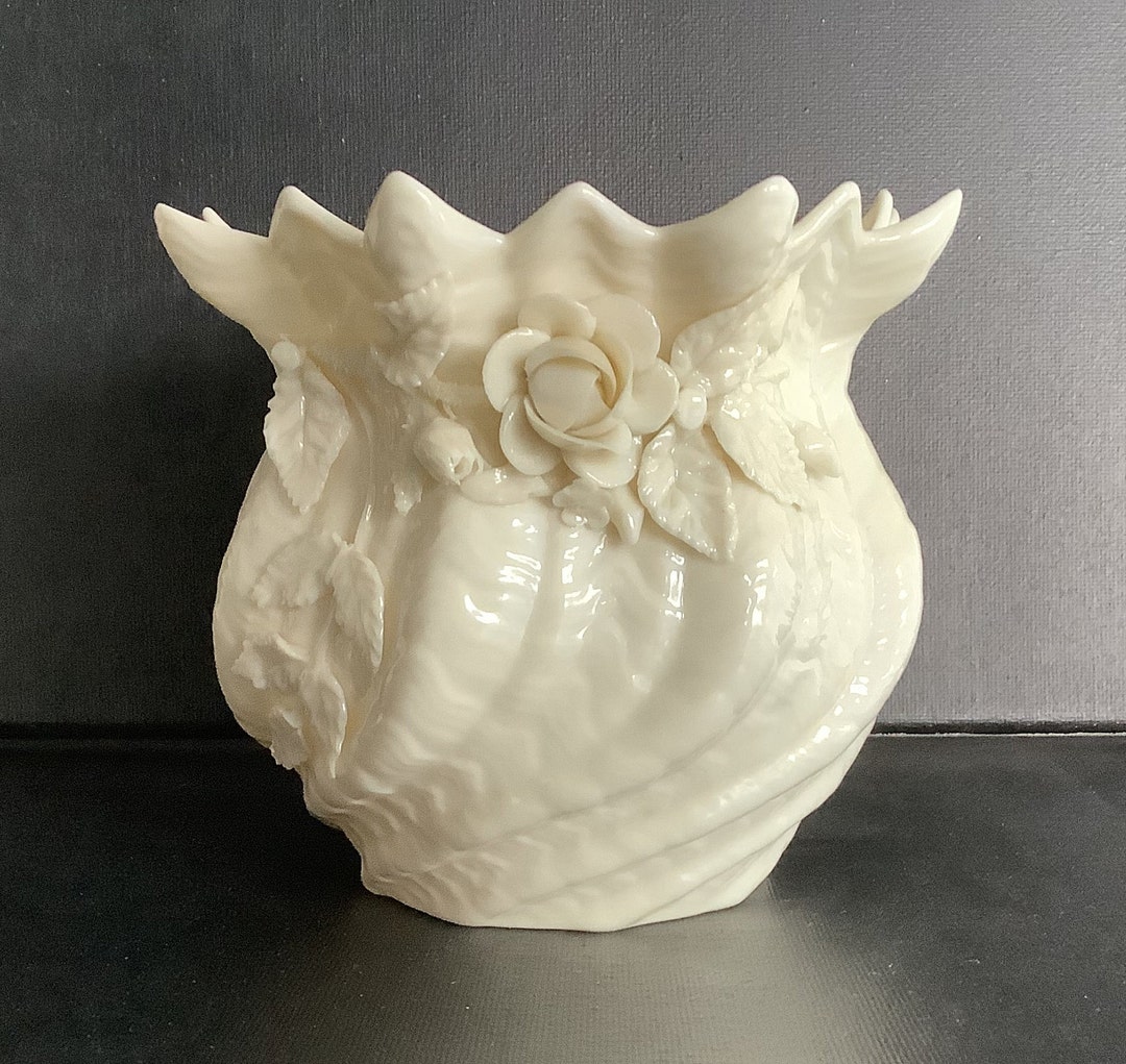 Vintage Belleek Ivory Cache Pot or Flower Vase - Etsy
