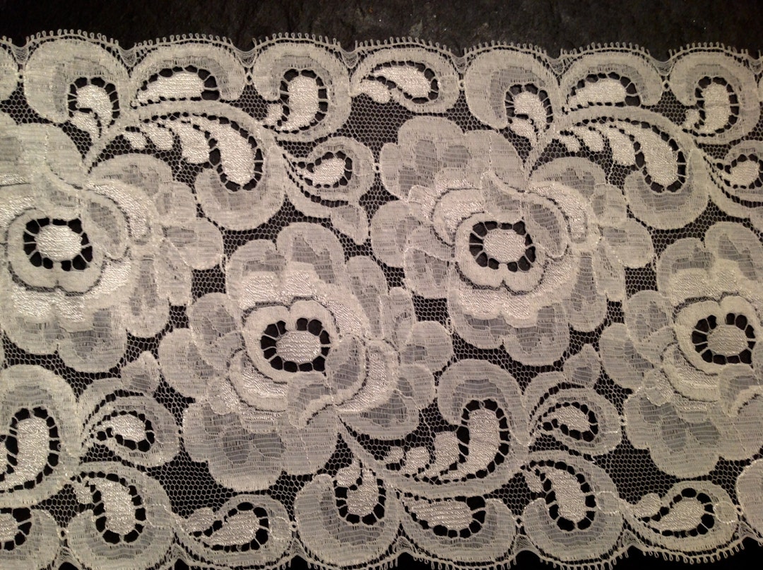 Wide Veil Lace Vintage Rose Pattern -white- 5.75" Wide- European - Etsy