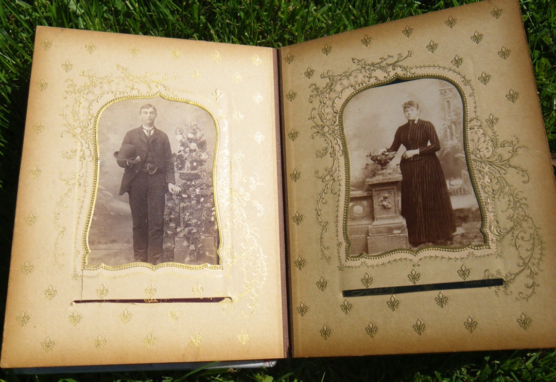 Antique Family Photo Album Filled With Cabinet Photographs - Victorian ...