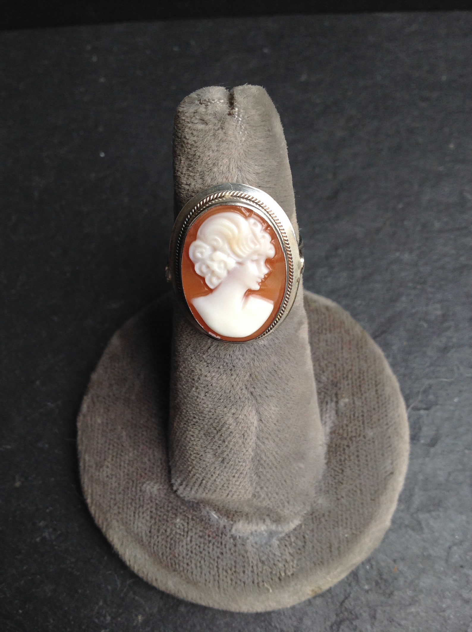 Vintage Italian Cameo and Sterling Silver Ring - Etsy
