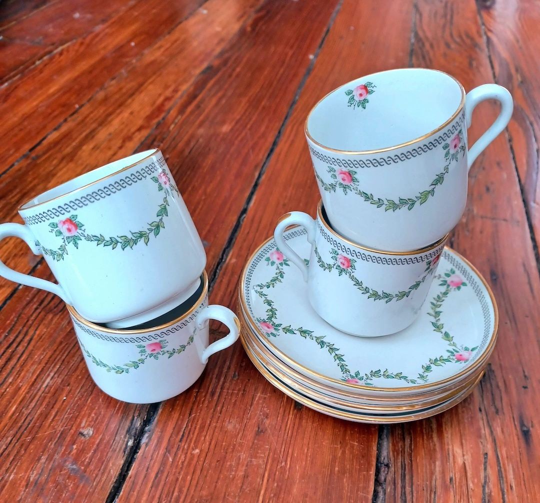 Gilman & Collamore Co. Demitasse Tea Set - Rose Buds - 4 Cups and ...