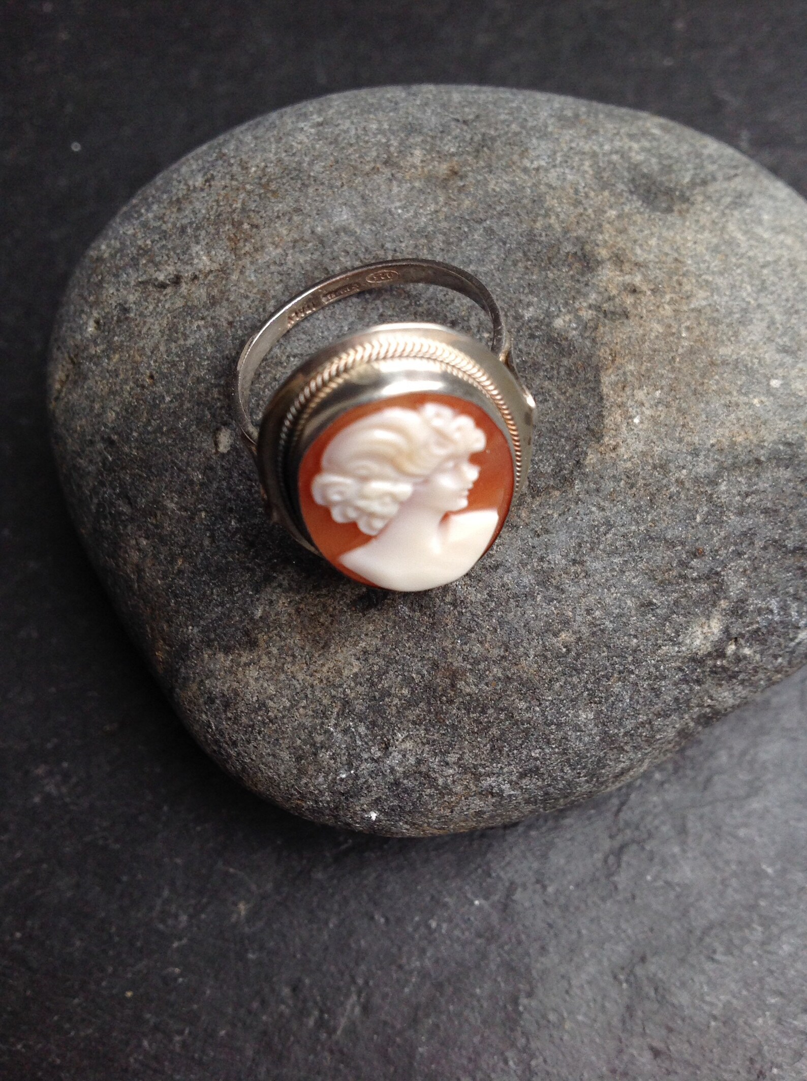 Vintage Italian Cameo and Sterling Silver Ring - Etsy