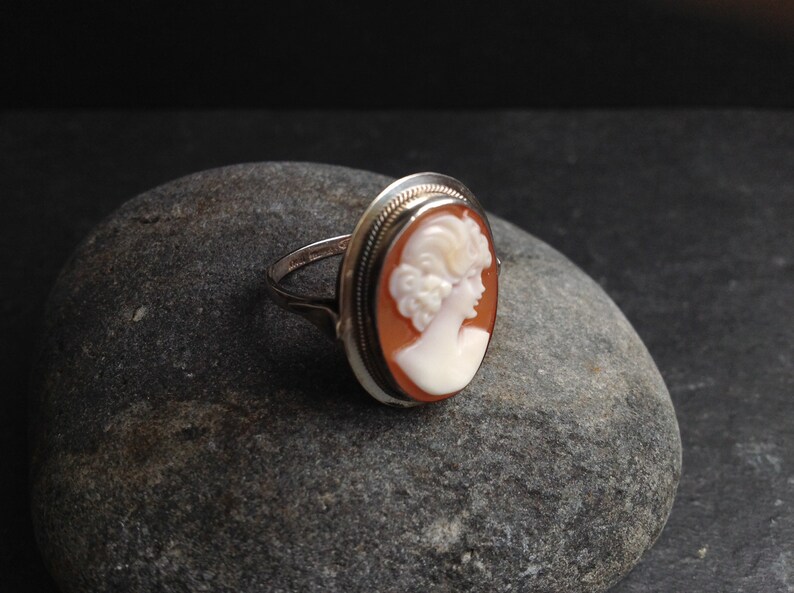 Vintage Italian Cameo and Sterling Silver Ring - Etsy
