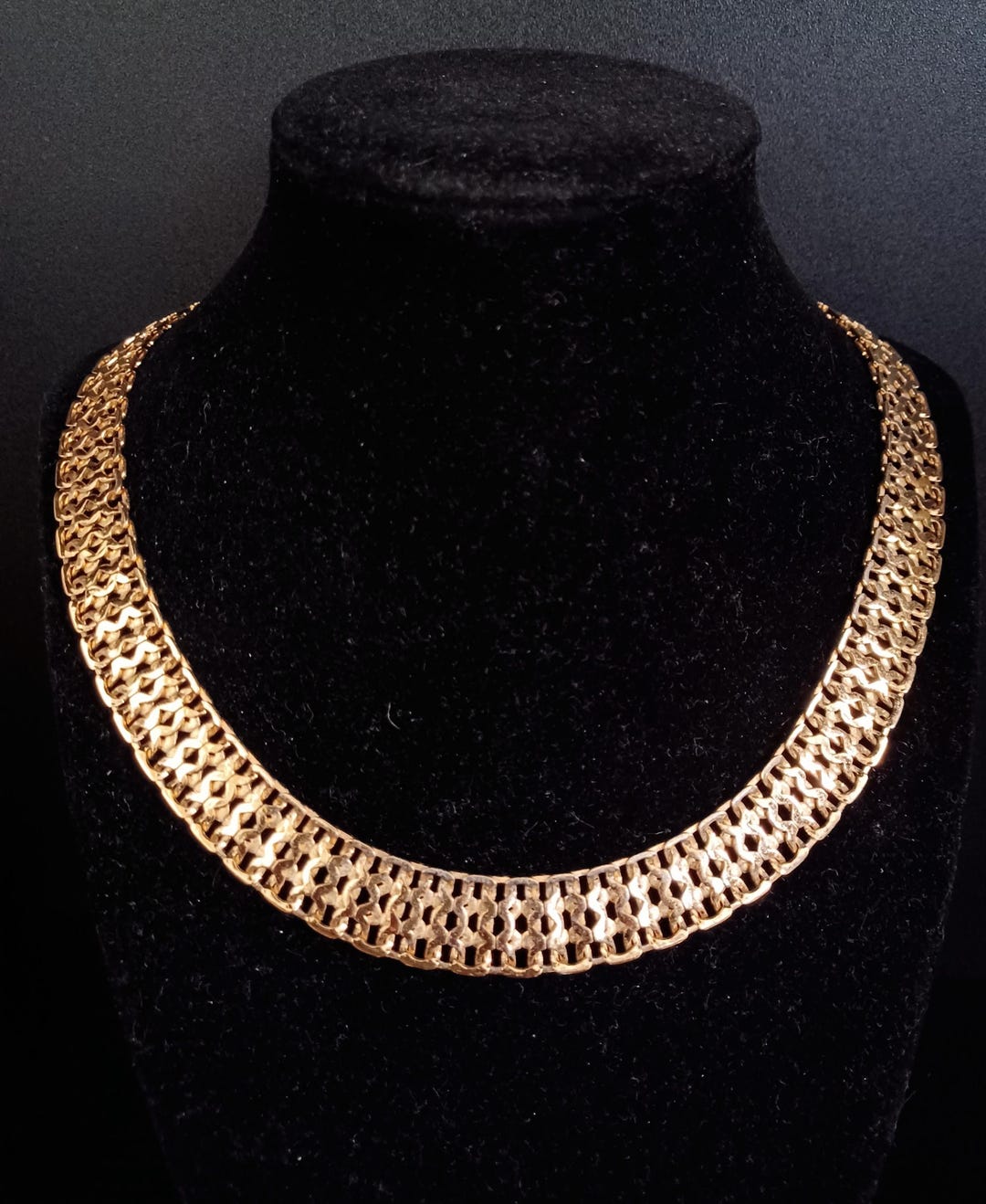 Vintage 1980s Monet Costume Jewelry Necklace - Chunky Gold - Blingy ...