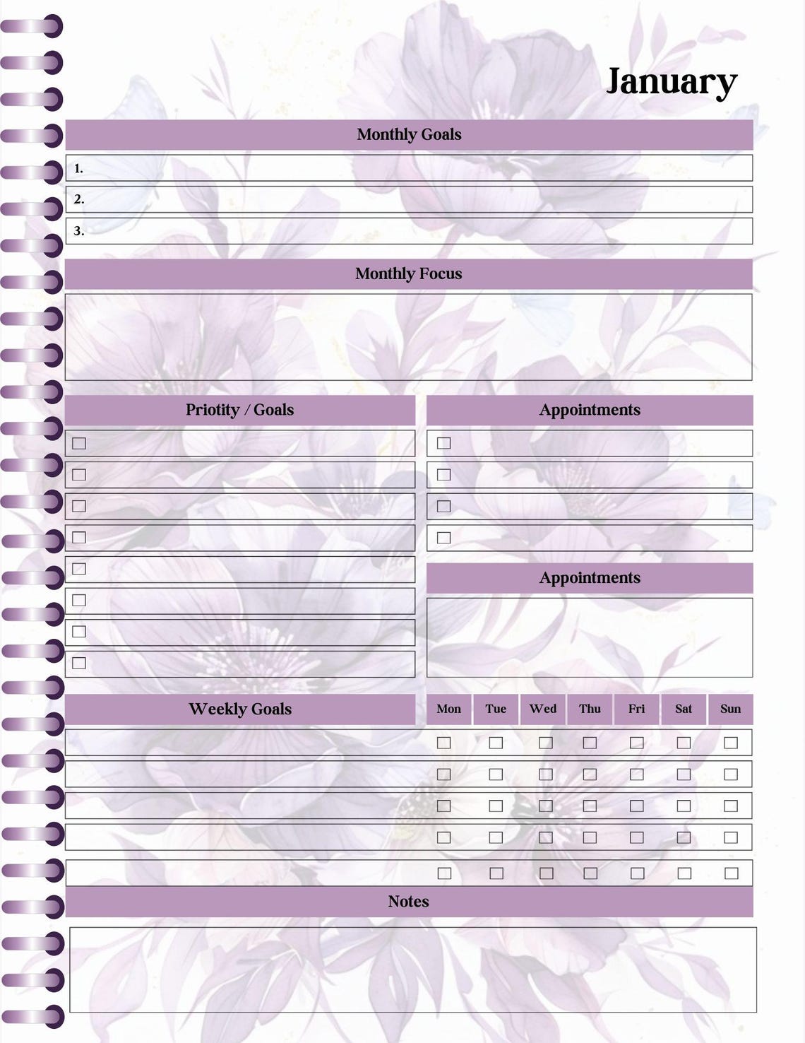 2025 Floral Digital Planner | Printable & Editable Planner | Organize ...