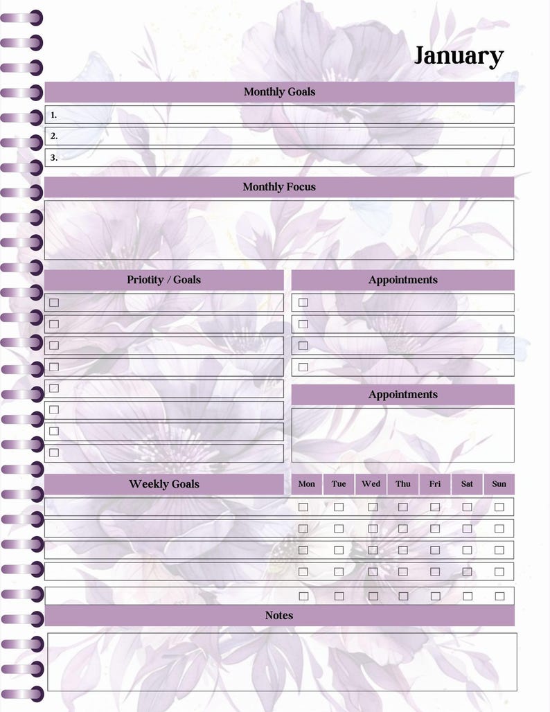 2025 Floral Digital Planner | Printable & Editable Planner | Organize ...