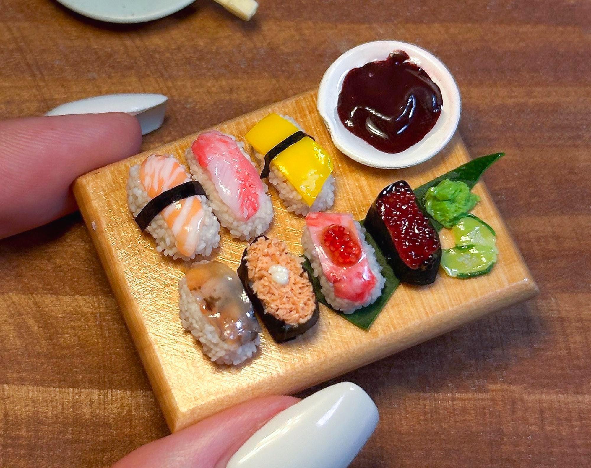 Miniature Sushi Platter for Dolls: 1/6 Scale Polymer Clay Food, Mini ...