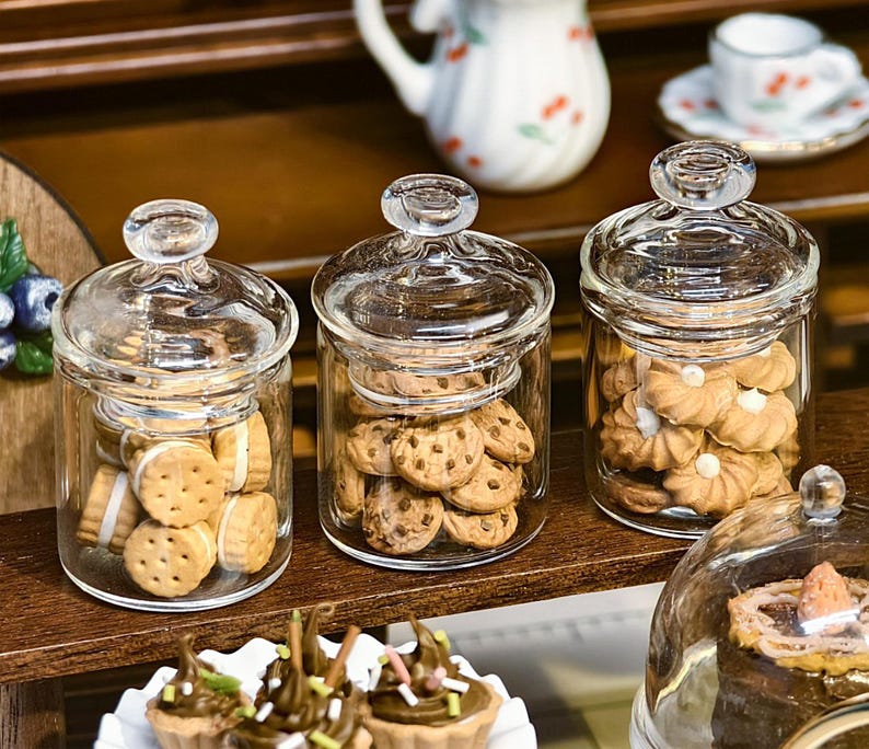 Miniature Cookies in Glass Jars for Dolls: 1/6 Scale Polymer Clay Food ...