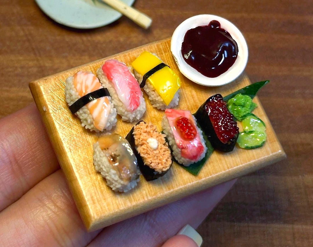 Miniature Sushi Platter for Dolls: 1/6 Scale Polymer Clay Food, Mini ...