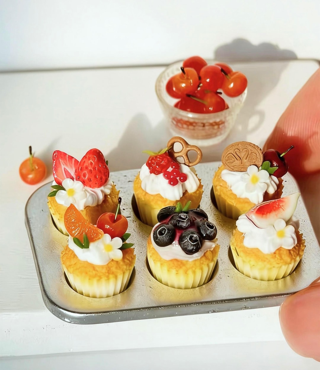Miniature Fruit Cupcakes for Dolls: 1/6 Scale Polymer Clay Food - Etsy