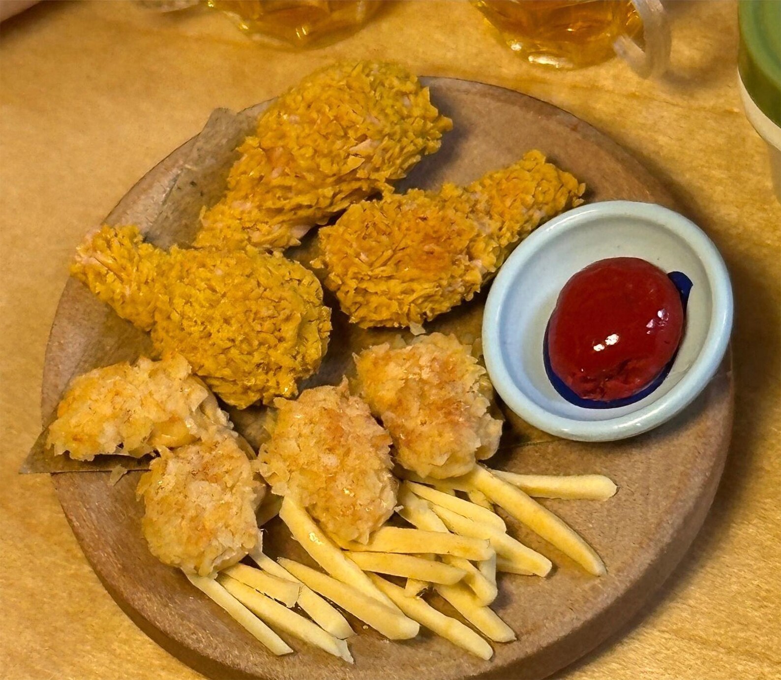 Miniature Fried Chicken and Fries, With 2 Beers for Dolls: 1/6 Scale ...