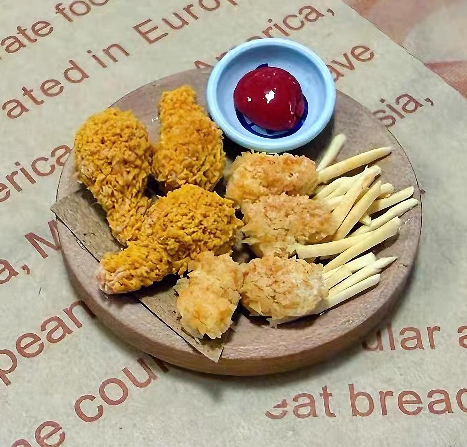 Miniature Fried Chicken and Fries, With 2 Beers for Dolls: 1/6 Scale ...