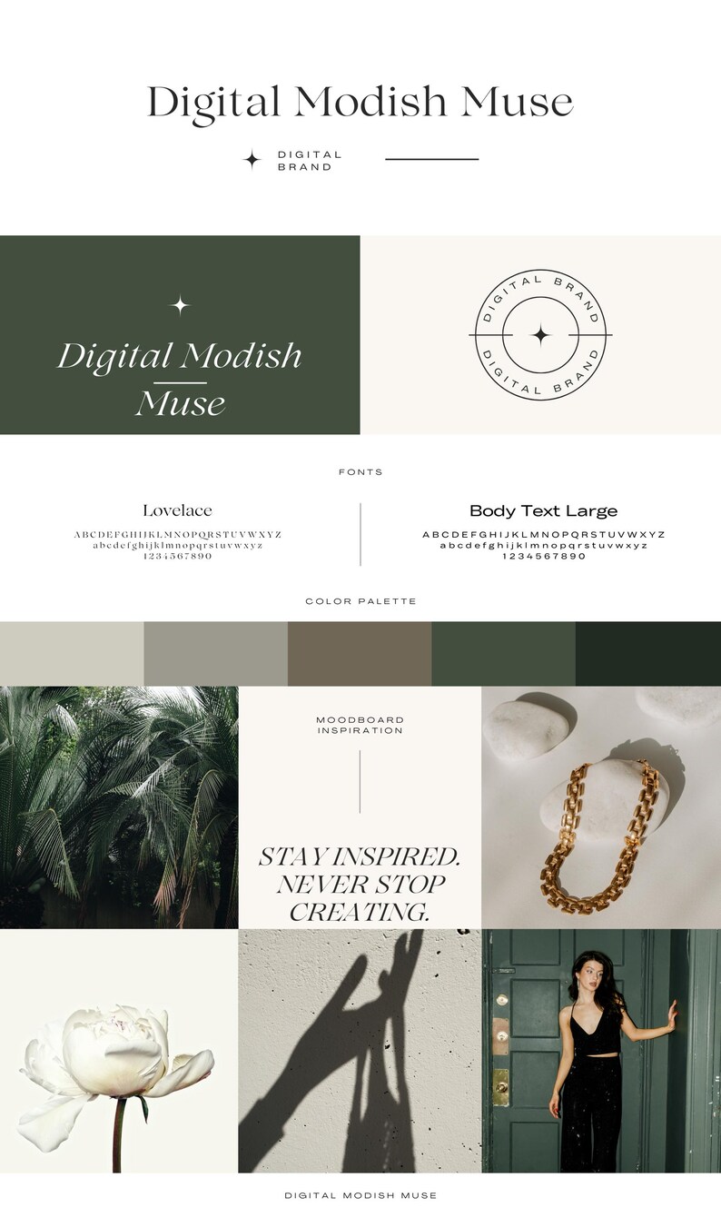 Minimalist Brand Board, Canva Branding Template, Aesthetic Moodboard, Editable Brand Kit, Modern ...