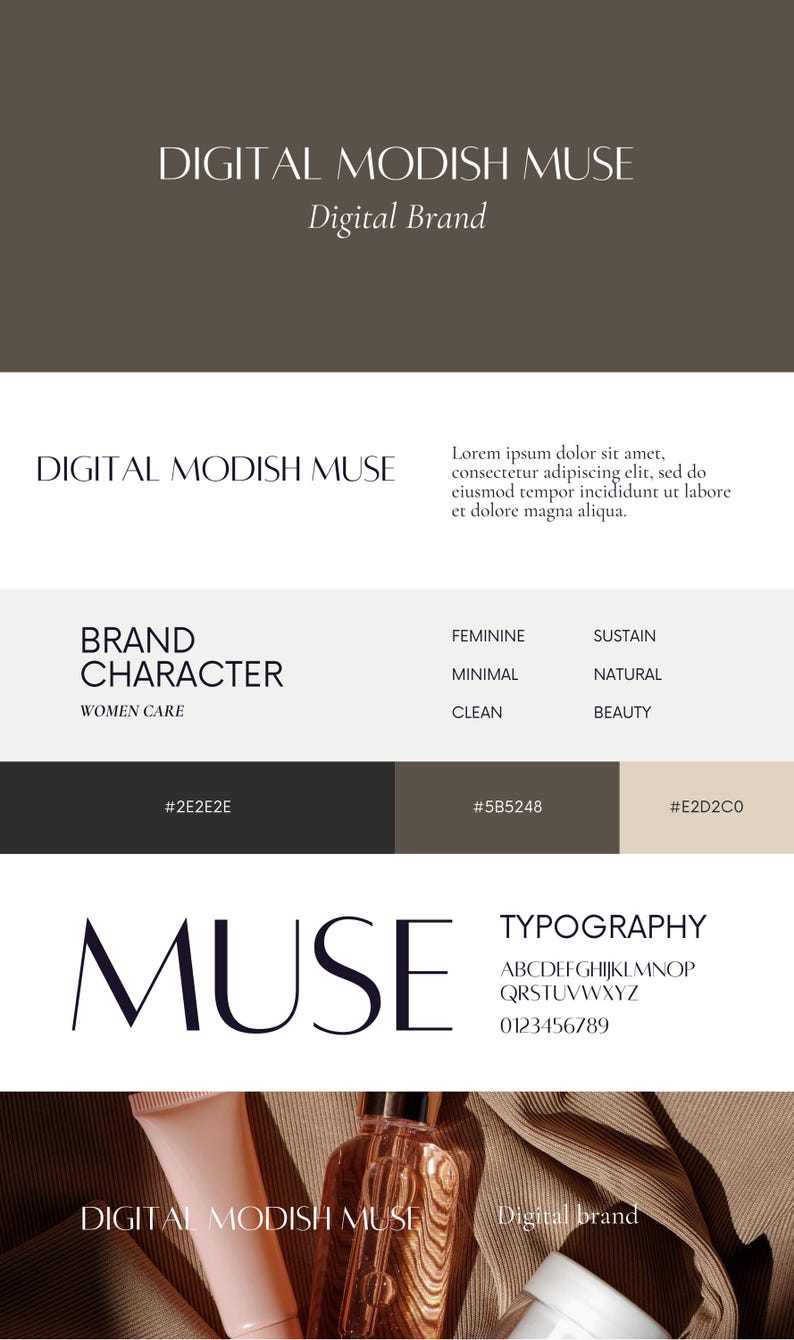 Minimalist Brand Board, Canva Branding Template, Aesthetic Moodboard, Editable Brand Kit, Modern ...